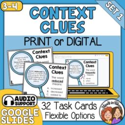 Context Clues Task Cards and Anchor Chart Print and Digital with Audio ...
