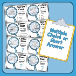 Context Clues Task Cards and Anchor Chart Print and Digital with Audio ...