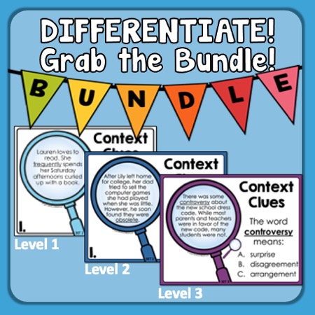 Context Clues Task Cards and Anchor Chart Print and Digital with Audio ...