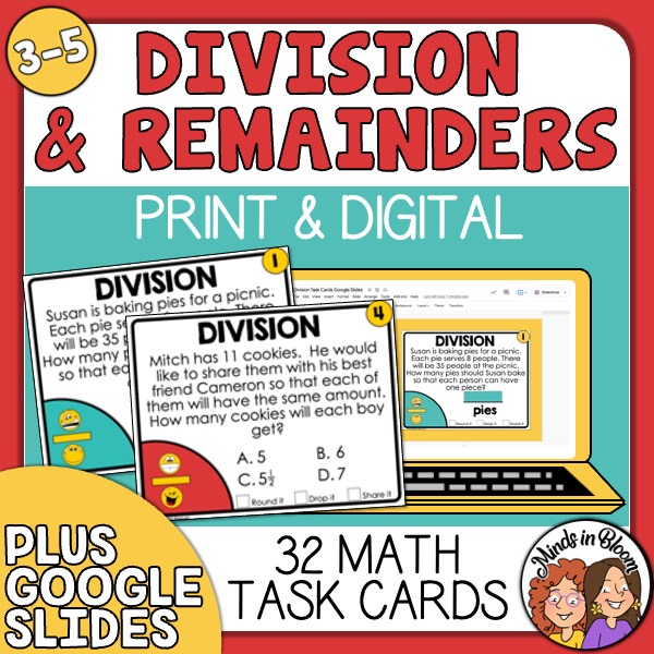 Division Task Cards Interpreting The Remainder Word Problems Anchor 