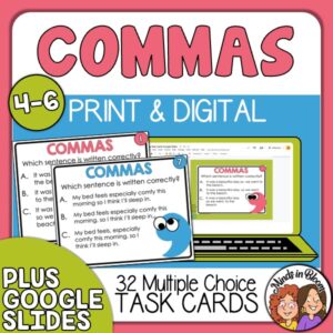 Comma Task Cards (Multiple Choice) Print or Digital Google Slides ...