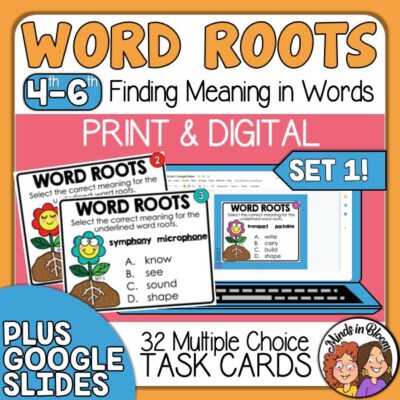 Word Root Task Cards Using Word Pairs | Set 1 | Print & Digital | ELA ...