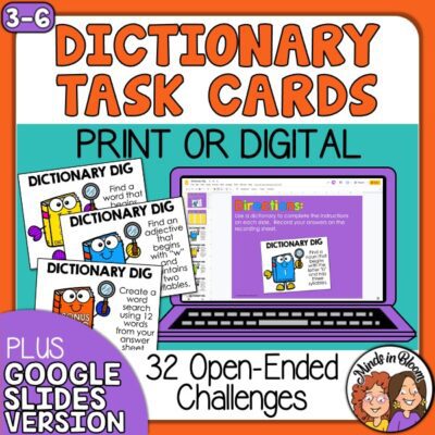 Dictionary Task Cards with Digital Google Slides - Minds in Bloom