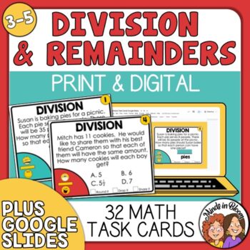 Division Task Cards - Interpreting the Remainder Word Problems + Anchor ...