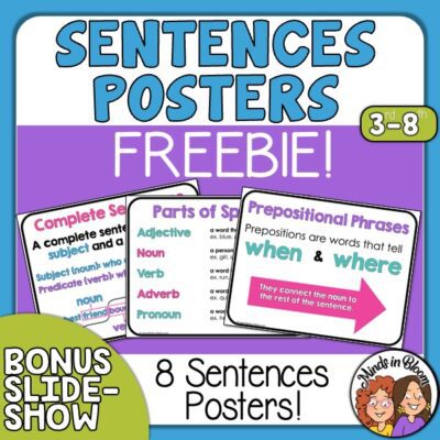 FREEBIE!! | 8 Sentence Structures Posters | Print & Digital | Color & B ...