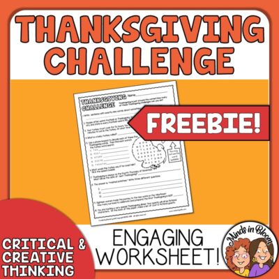 Thanksgiving Challenge Scavenger Hunt Type Activity FREEBIE - No-Prep ...