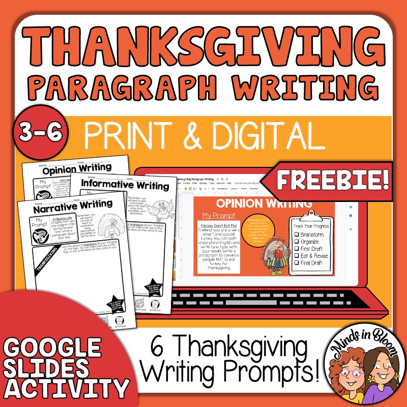 FREE Thanksgiving Paragraph Writing Prompts For Opinion Informative 