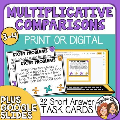 Multiplicative Comparison Word Problem Task Cards Multiplication Story ...