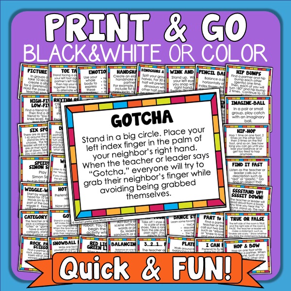 60 Brain Breaks Printable Cards and Google Slides Bonus Digital Version ...