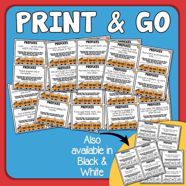 Prefixes Task Cards with Differentiated Response | Print and Google ...