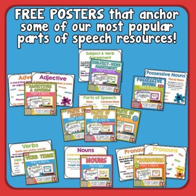 Parts of Speech Posters and Grammar Anchor Charts Freebie - Minds in Bloom