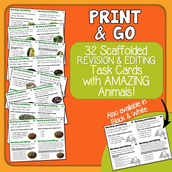 Revising and Editing Task Cards for Informational Text Scaffolded Self ...