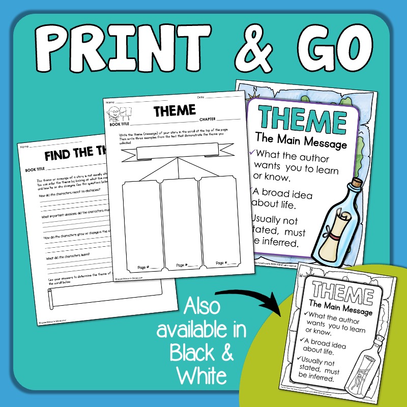 Theme Freebie! Graphic Organizer, Anchor Chart, & Worksheet - No Prep ...