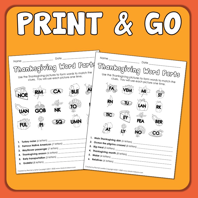 Thanksgiving Word Activity - FREEBIE! - No-Prep Printables and Google ...