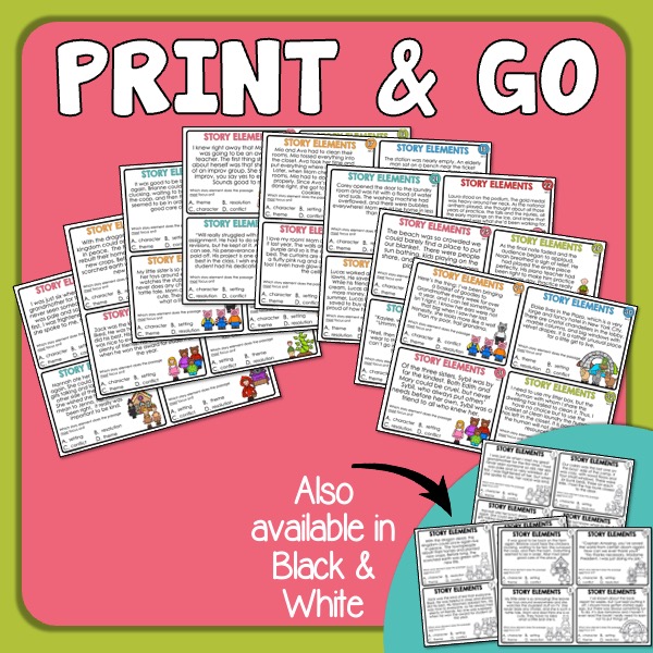 Story Elements Task Cards Set 2 - Setting, Character, Conflict, and ...