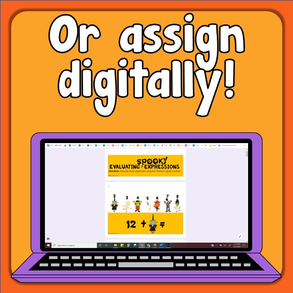 Halloween Math 4th and 5th Grade - Evaluating Expressions Equations ...