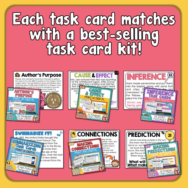 Reading Strategies Task Cards - FREE! Inference, Summarizing, + more ...