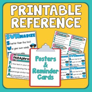 FREE Summarizing and Paraphrasing - Intro Posters & Reference Cards ...