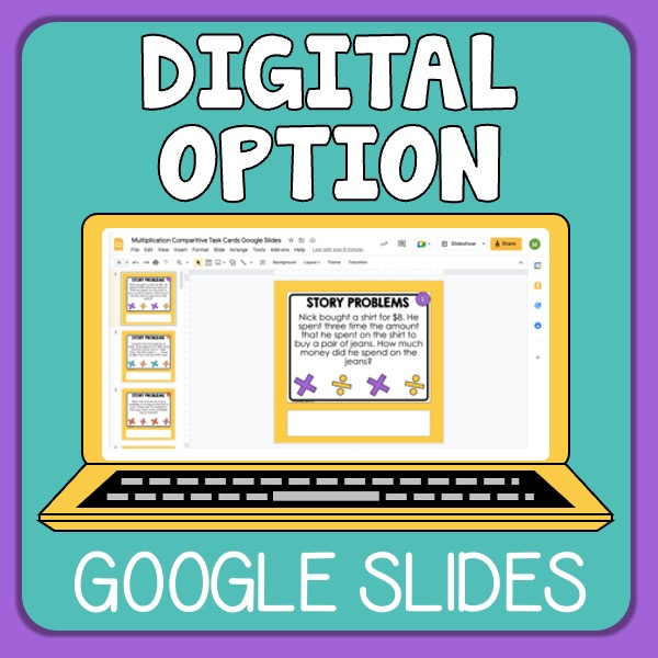 Multiplicative Comparison Word Problem Task Cards Multiplication Story ...