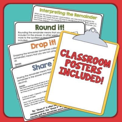 Division Task Cards - Interpreting the Remainder Word Problems + Anchor ...