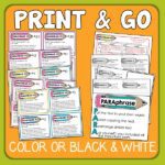 Paraphrasing Task Cards Advanced Set for Grades 4-8 with Google Slides ...