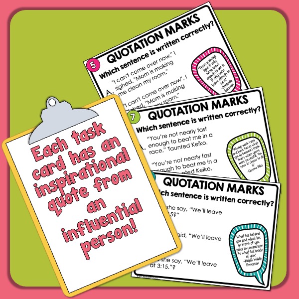 Quotation Marks and Dialogue Task Cards | Print & Google Slides - Minds ...