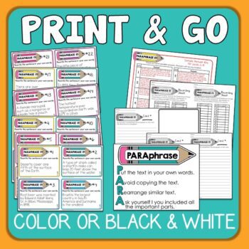 Paraphrasing Task Cards Beginner Set for Grades 2-4 with Google Slides ...
