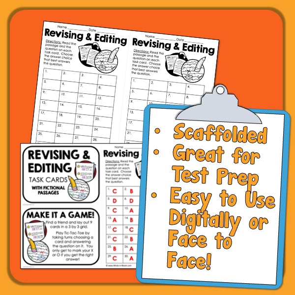 Revising and Editing Task Cards (Fiction) Scaffolded and Self-Checking ...