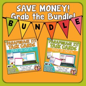 Paraphrasing Task Cards Advanced Set for Grades 4-8 with Google Slides ...