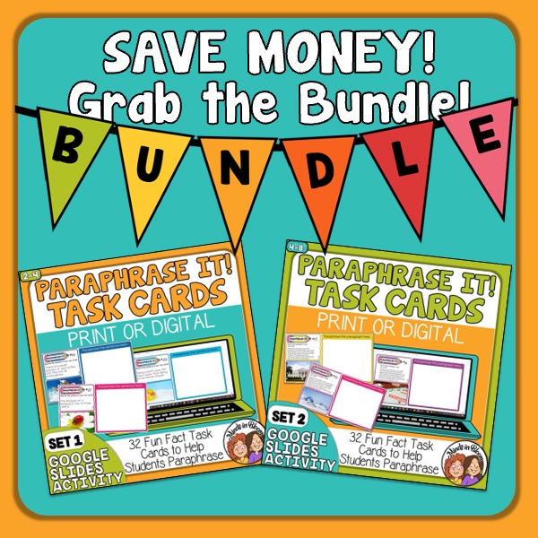 Paraphrasing Task Cards Beginner Set for Grades 2-4 with Google Slides ...