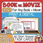 Book vs. Movie Question Task Cards - Compare & Contrast Writing Prompts ...