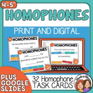 Homophones Task Cards (Drag & Drop) | Print & Digital with Google ...