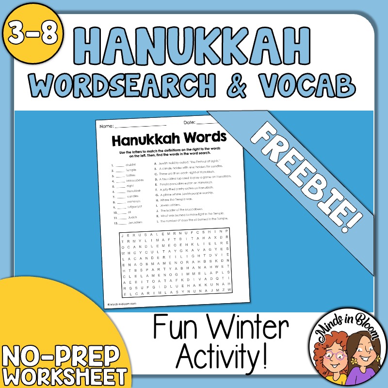 Hanukkah Wordsearch and Vocabulary FREEBIE - Fun No-Prep Extra ...