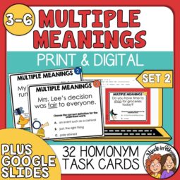 Multiple Meaning Words Task Cards (Set 2) | Print & Digital with Google ...