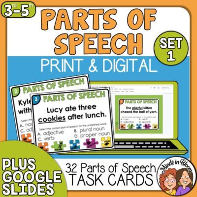 Parts of Speech Task Cards (Set 1) | Print & Digital | Anchor Chart ...