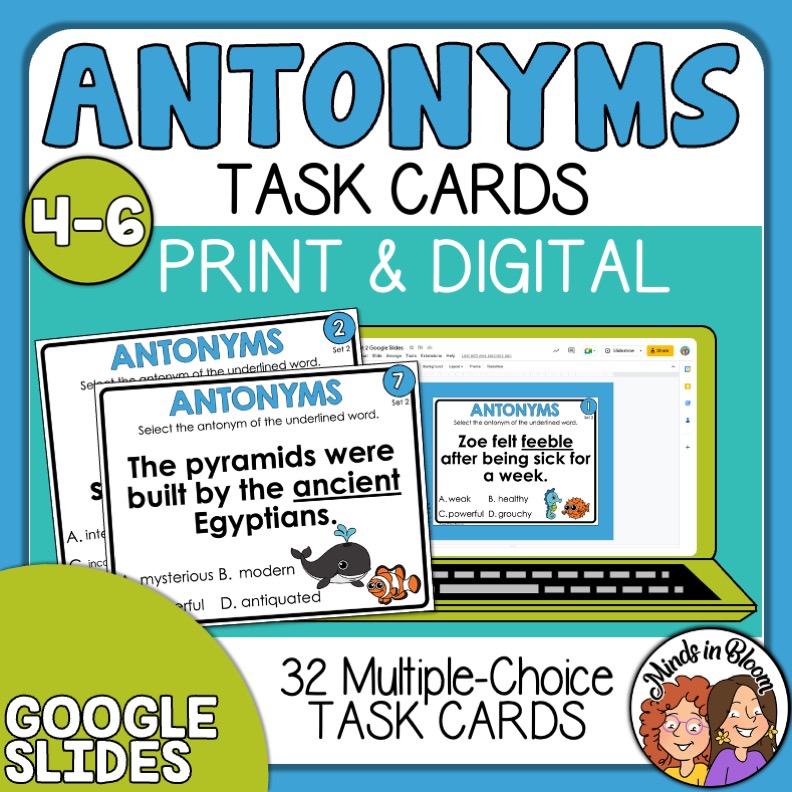 Antonym Task Cards Set 2 Grades 4 6 Print Google Apps Digital 