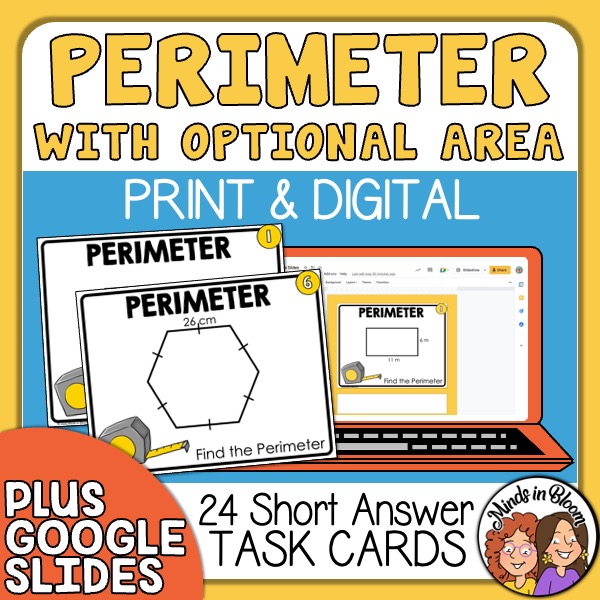 Perimeter Task Cards with Area - Print & Digital Practice with ...