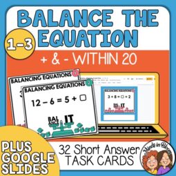 Balancing Equations Task Cards - Addition and Subtraction within 20 ...