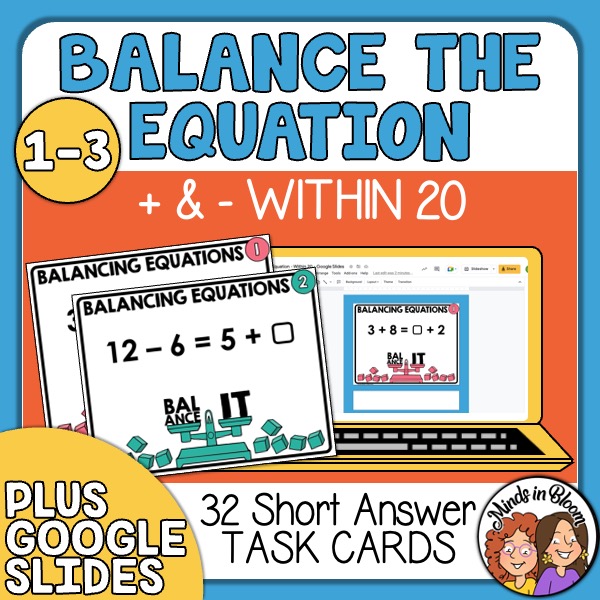 Balancing Equations Task Cards Addition And Subtraction Within 20 