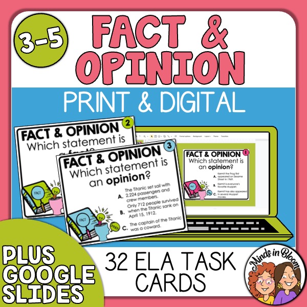 Fact And Opinion Task Cards Print Digital Google Slides Minds
