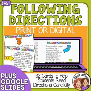 Following Directions Task Cards for 3rd, 4th, 5th - with Google Slides ...