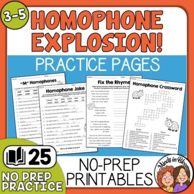 Homophone Explosion! No-Prep Homophone Worksheets | Print & Digital ...