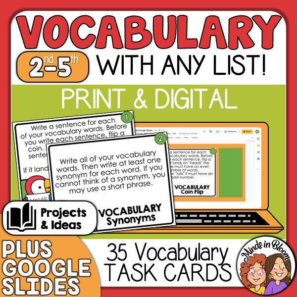 Vocabulary Task Cards Activities To Use With Any List | Print & Digital ...