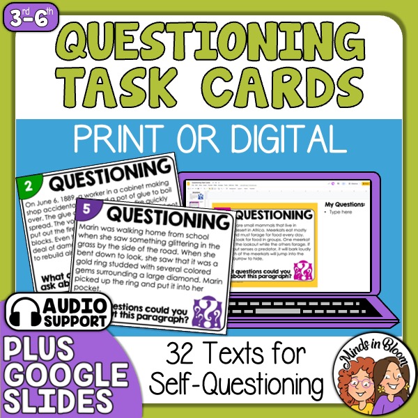 Questioning Task Cards - Print & Digital Google Slides with Audio ...