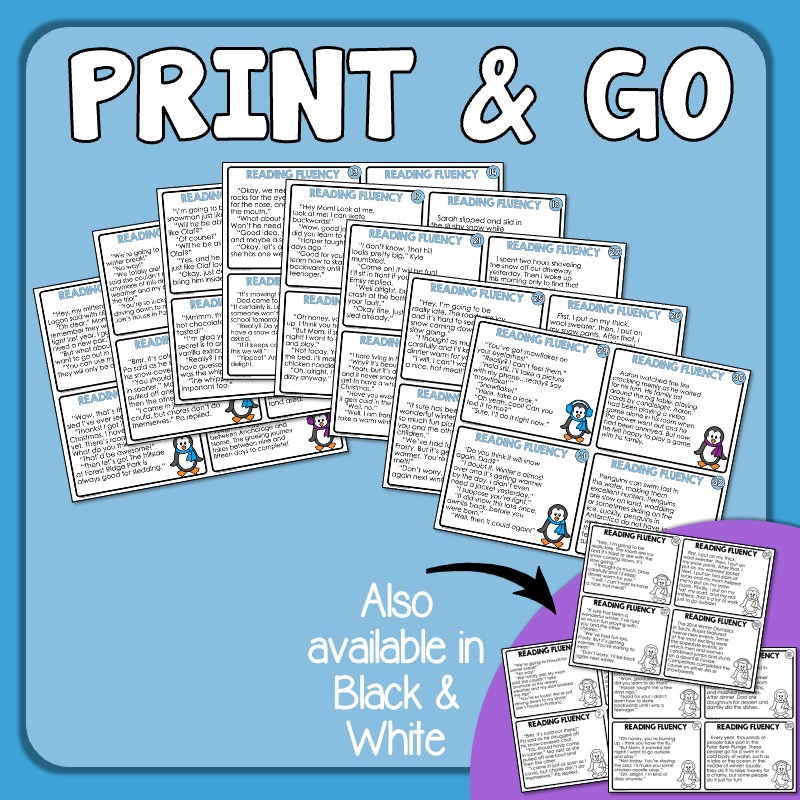 Reading Fluency Task Cards - for Winter - Fun Read Aloud Passages for ...