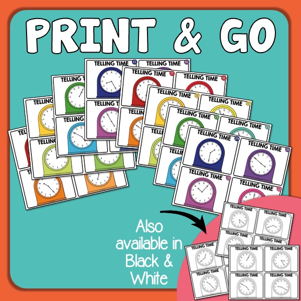 Telling Time Task Cards - Clock Fluency (To 5 Minutes - Short Answer ...