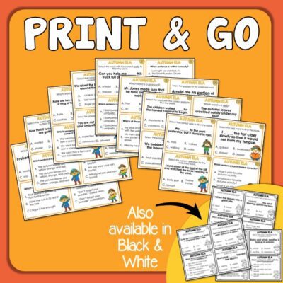 Autumn ELA Review Task Cards - Fun Fall English and Grammar Practice ...