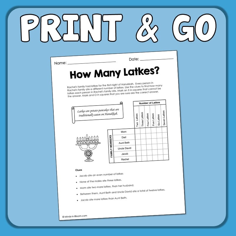 Hanukkah Logic Puzzle FREEBIE - Holiday Activity for Fast Finishers and ...