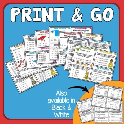 4th Grade Math Test Review Task Cards (Multiple Choice) - Print ...