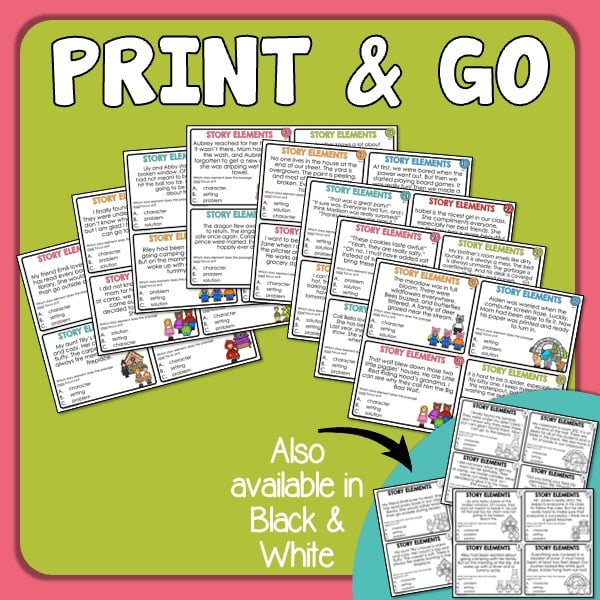 Story Elements Task Cards (Set 1) - Setting, Character, Problem, and ...